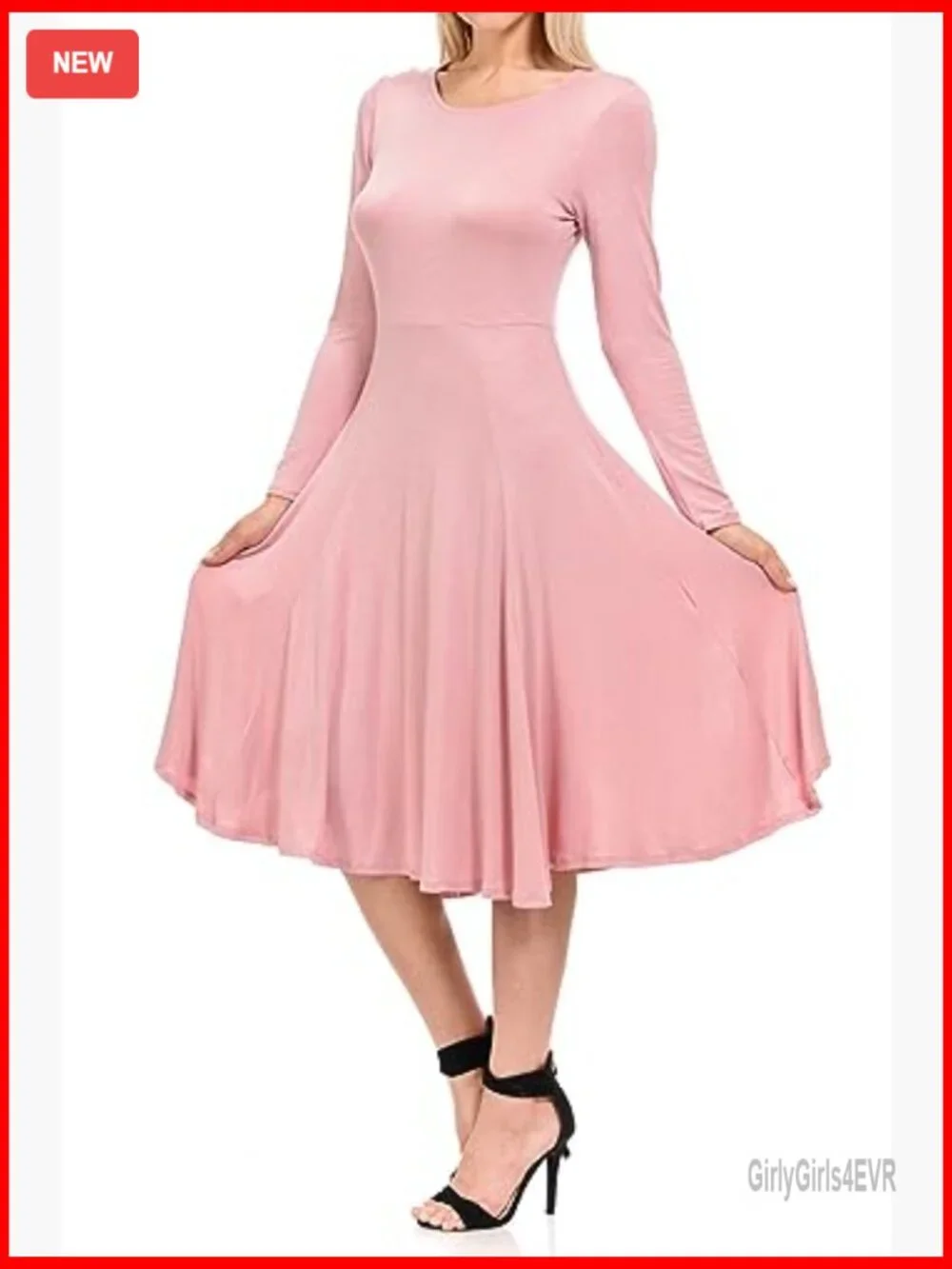 Dresses | Long Sleeve Fit And Flare Midi Dress Casual Formal | Poshmark